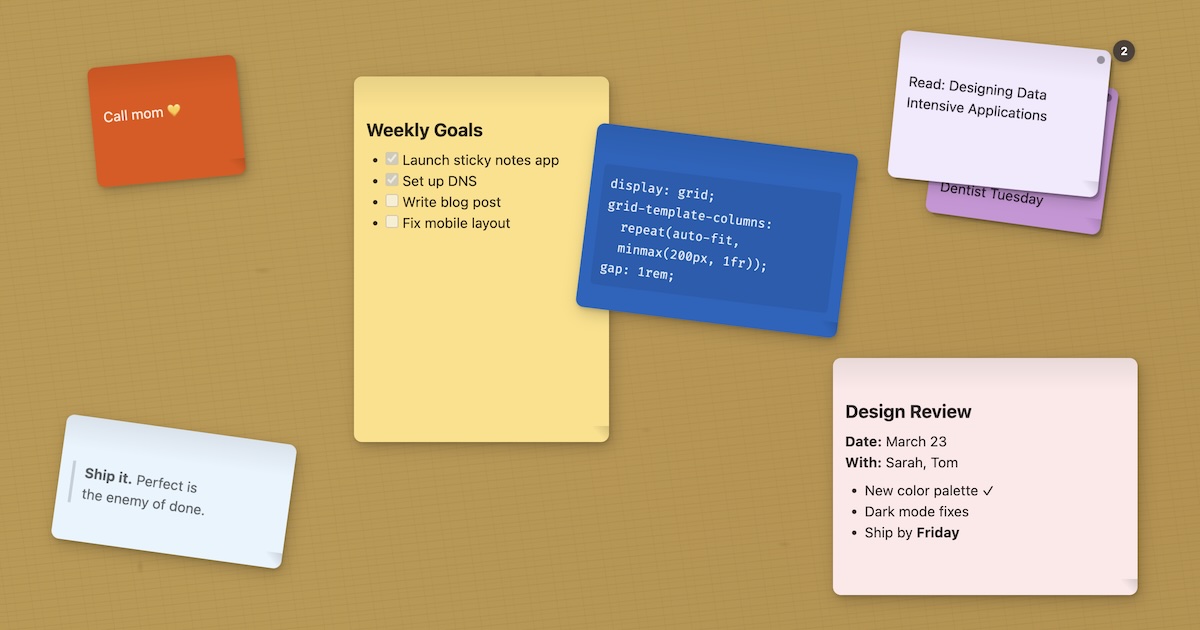 Sticky Notes — Free Browser Homepage & New Tab App